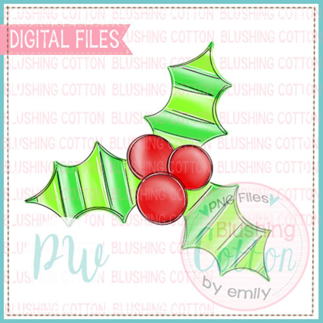 Christmas Holly Design PNG Artwork Digital File for Printing and Other ...
