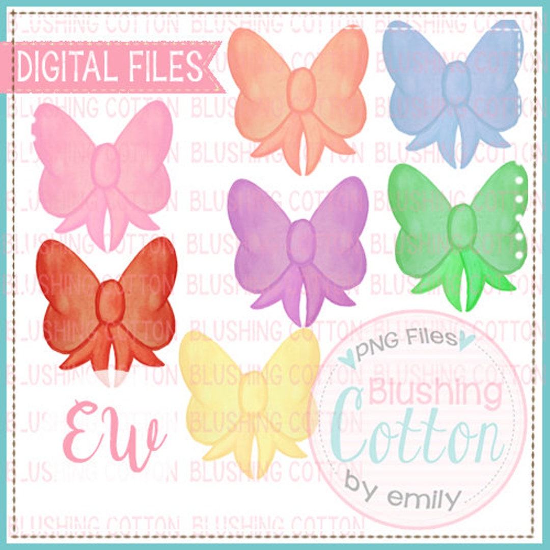 Bow Set 2 Designs PNG Watercolor Artwork Digital File for - Etsy