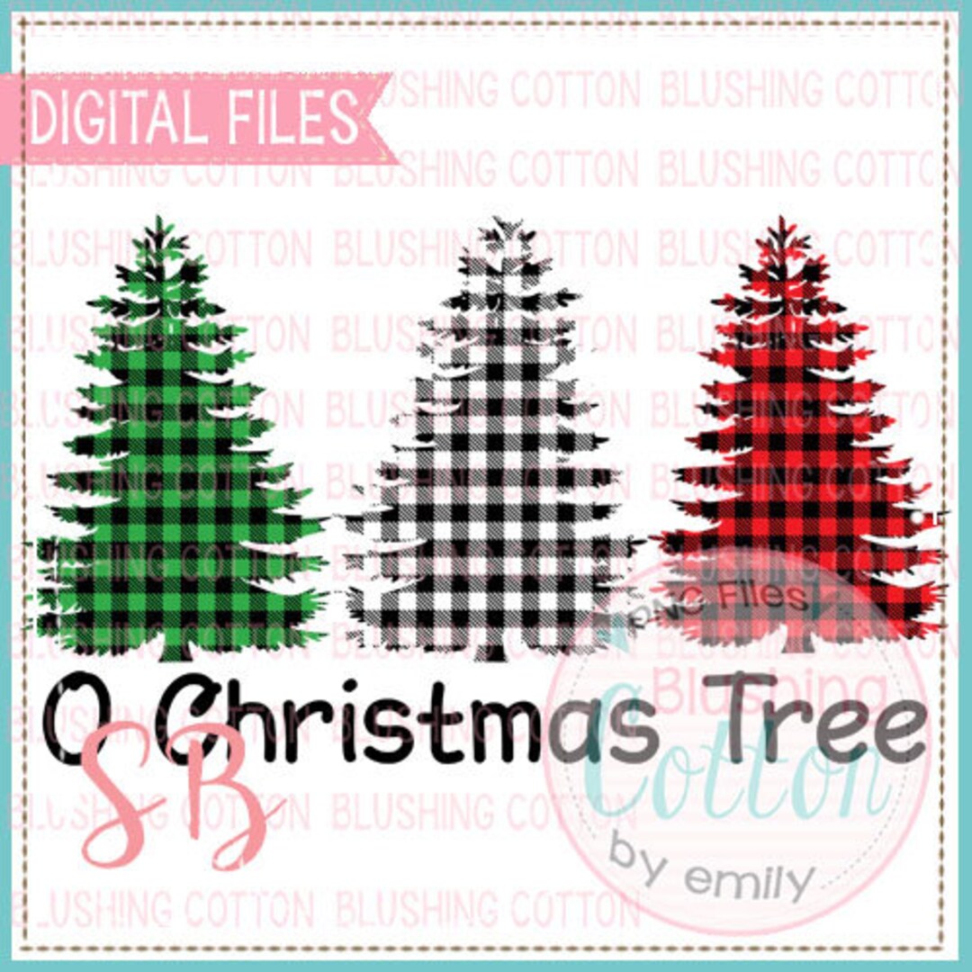 O Christmas Tree Buffalo Plaid Trio-watercolor Design PNG Artwork ...