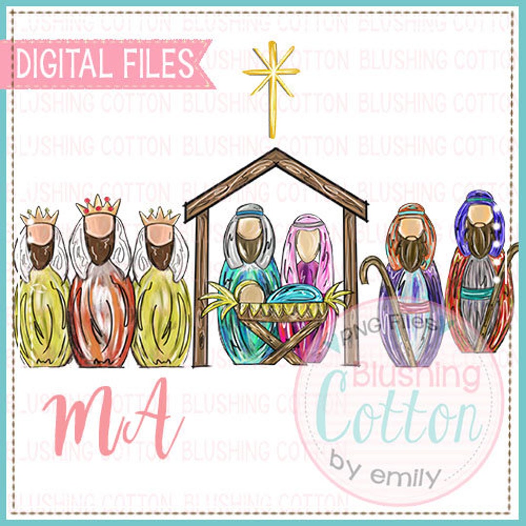 Nativity Scene Watercolor Design PNG Artwork Digital File - for ...