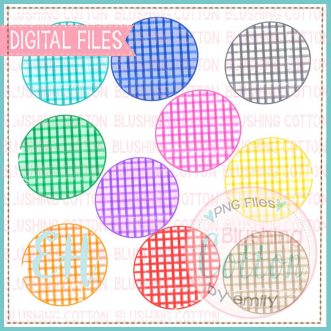 Grunge Check Circle Background Set watercolor Design PNG Artwork ...