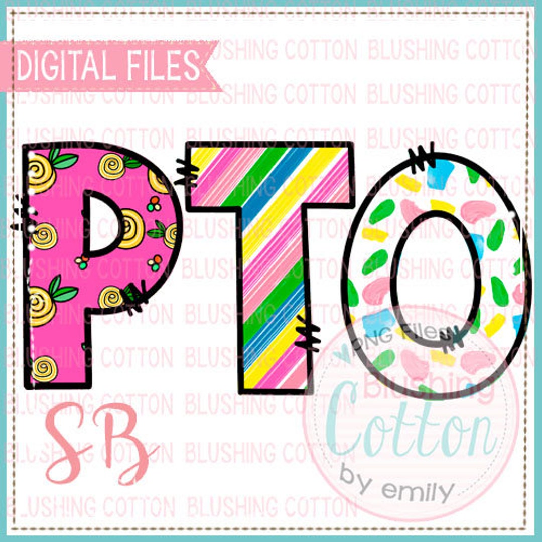 PTO Doodle Wordart Watercolor Design PNG Artwork Digital File for ...
