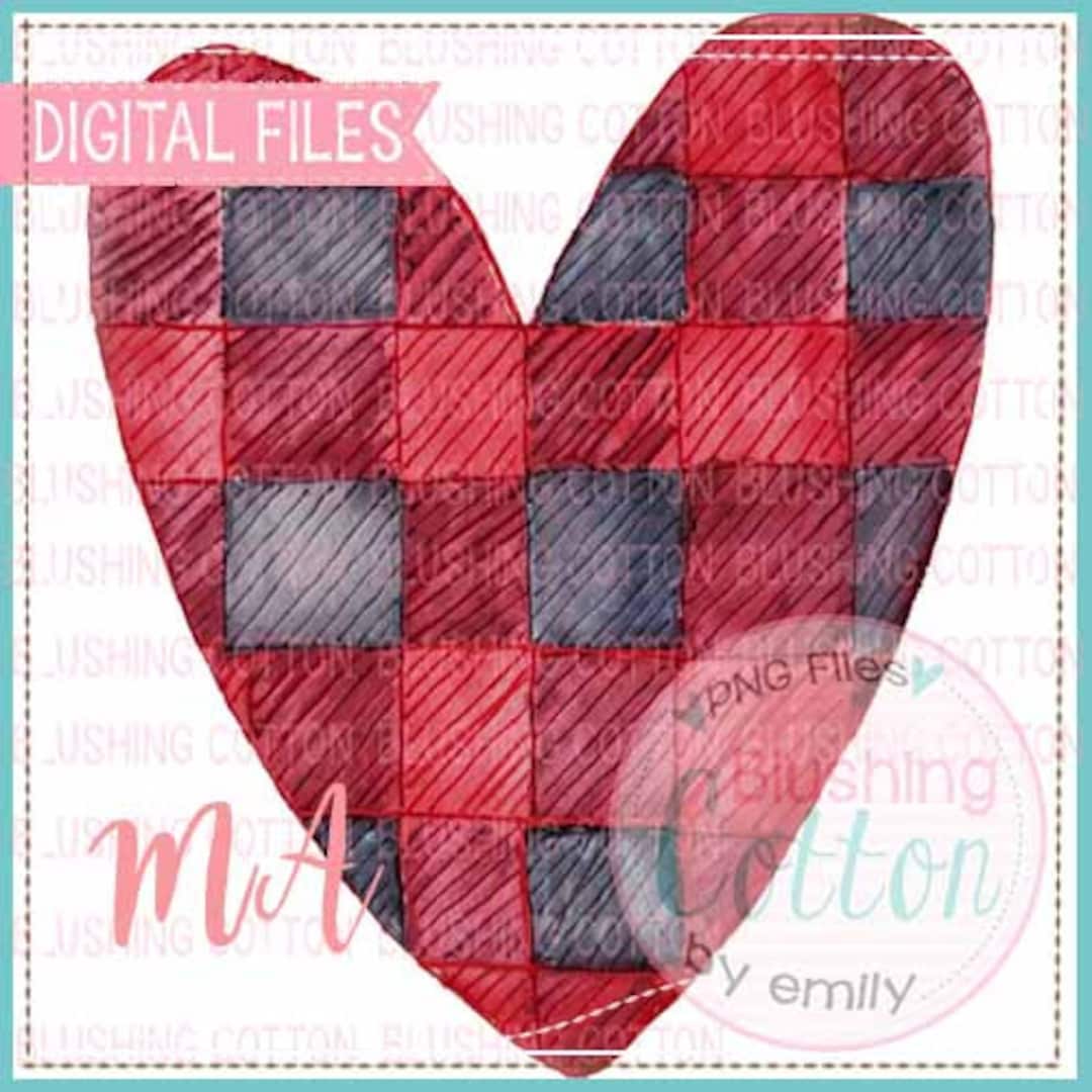 Buffalo Plaid Heart Watercolor Design PNG Artwork Digital File - for ...
