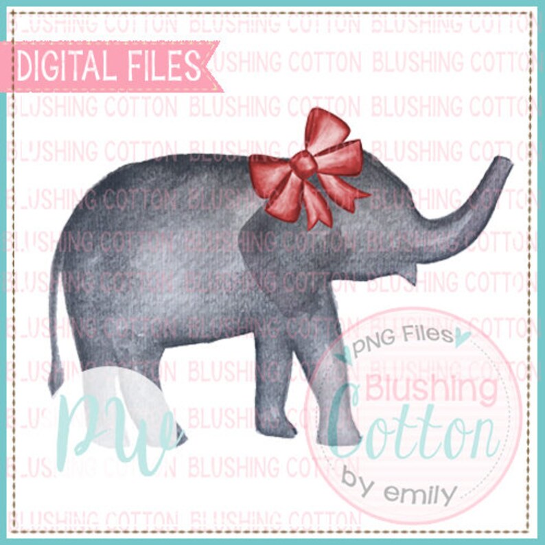 Elephant With Bow Silhouette Watercolor PNG Artwork Digital - Etsy