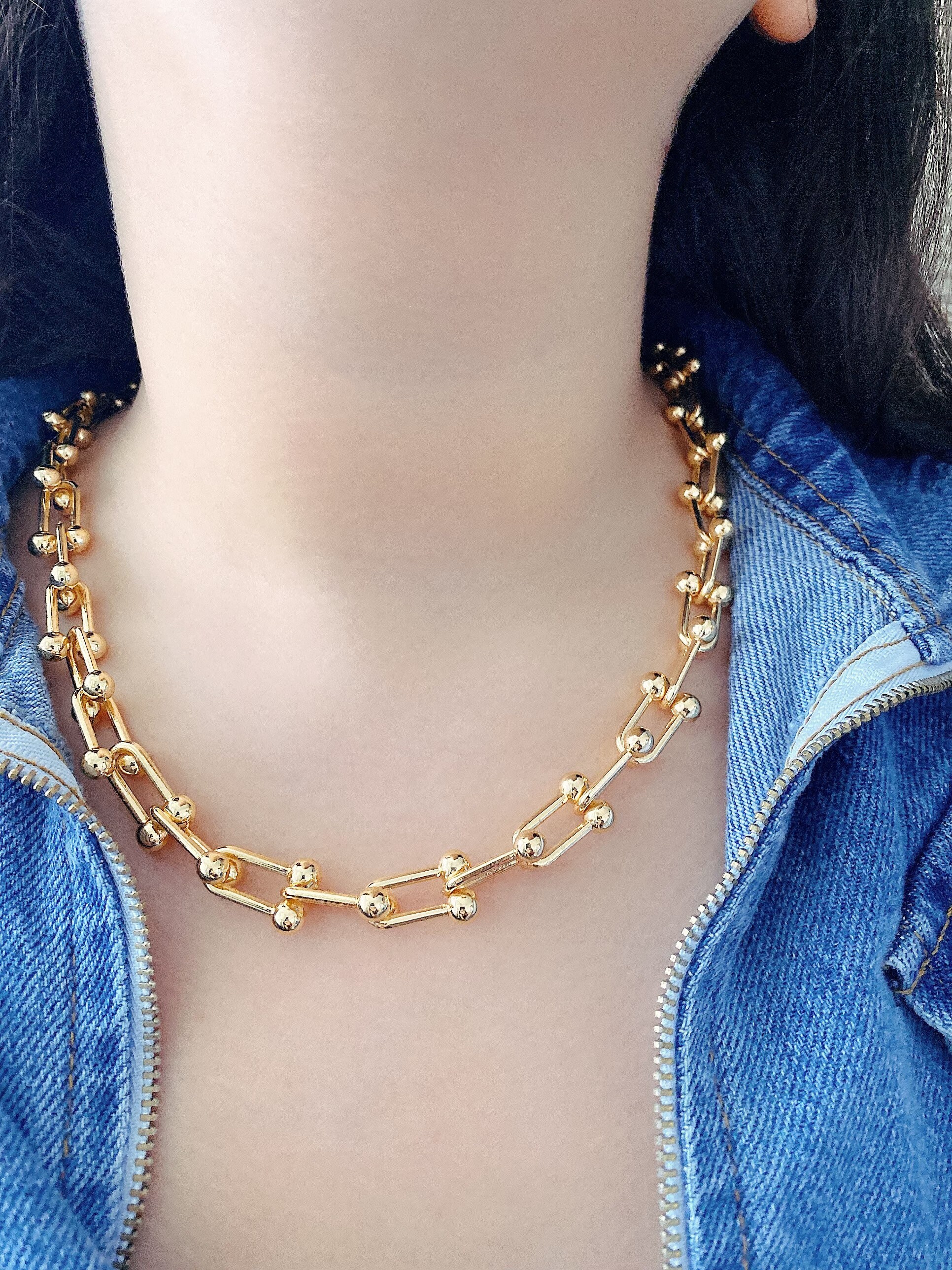 Box Chain Necklace in Gold Thick Gold Necklace Dainty | Etsy New Zealand