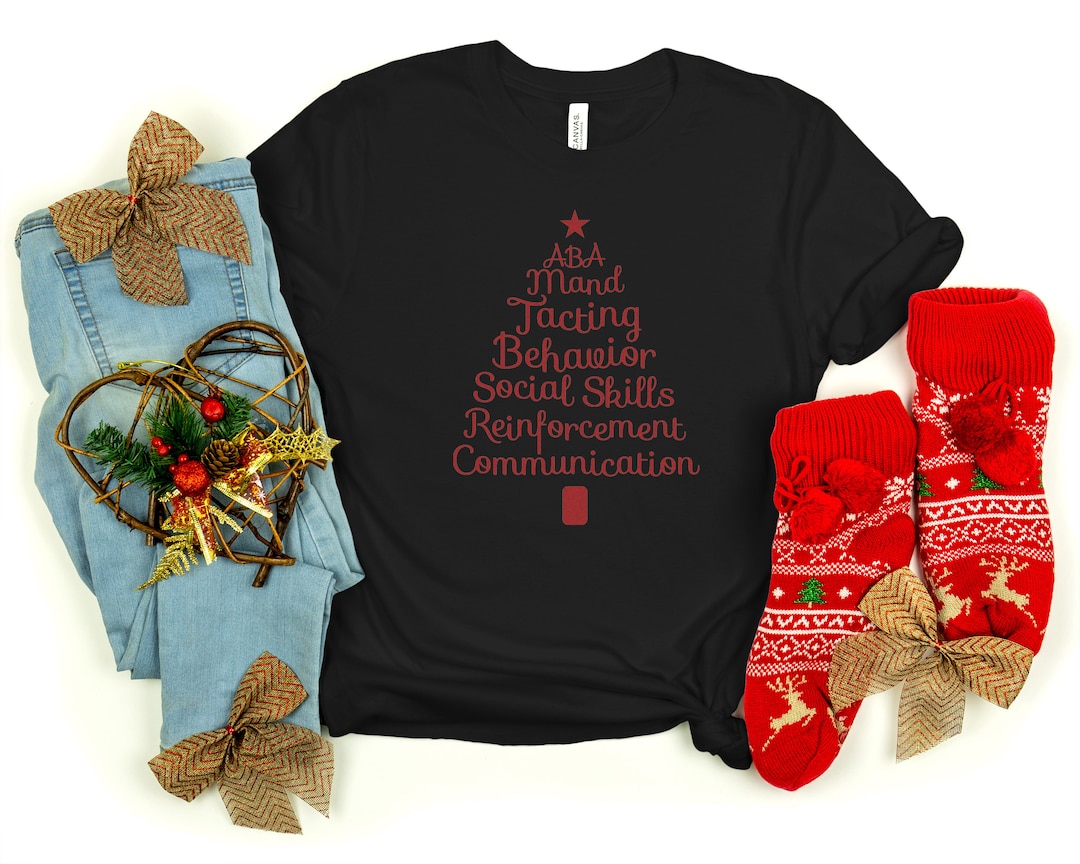 ABA Christmas Tree Glitter Shirt / ABA Tshirt / Aba Therapist Shirt ...