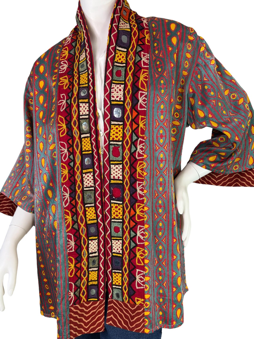 Rajasthani Northern India Jacket Robe Embroidered Silk and Cotton Size ...