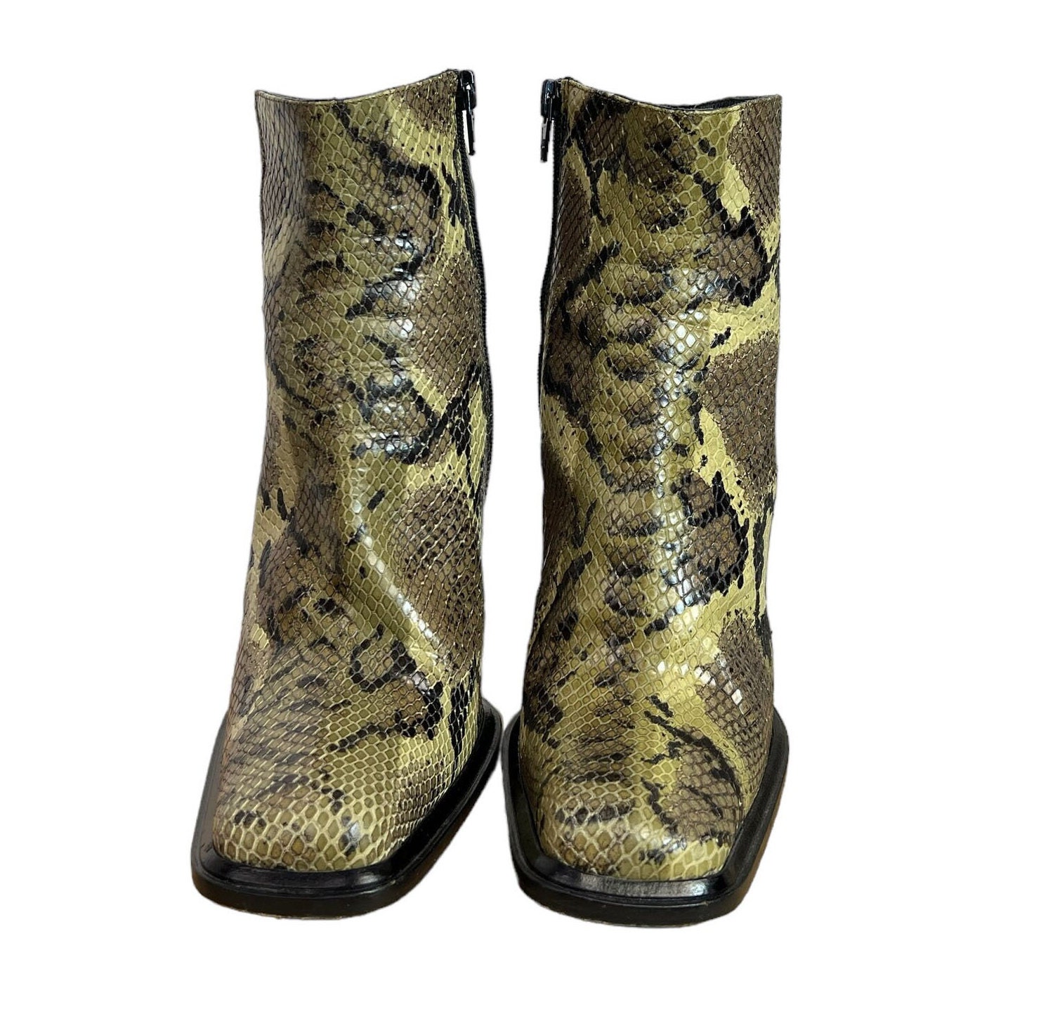 Luichiny 90's Y2K Green Leather Snakeskin High Heel Ankle Boots Size EU ...
