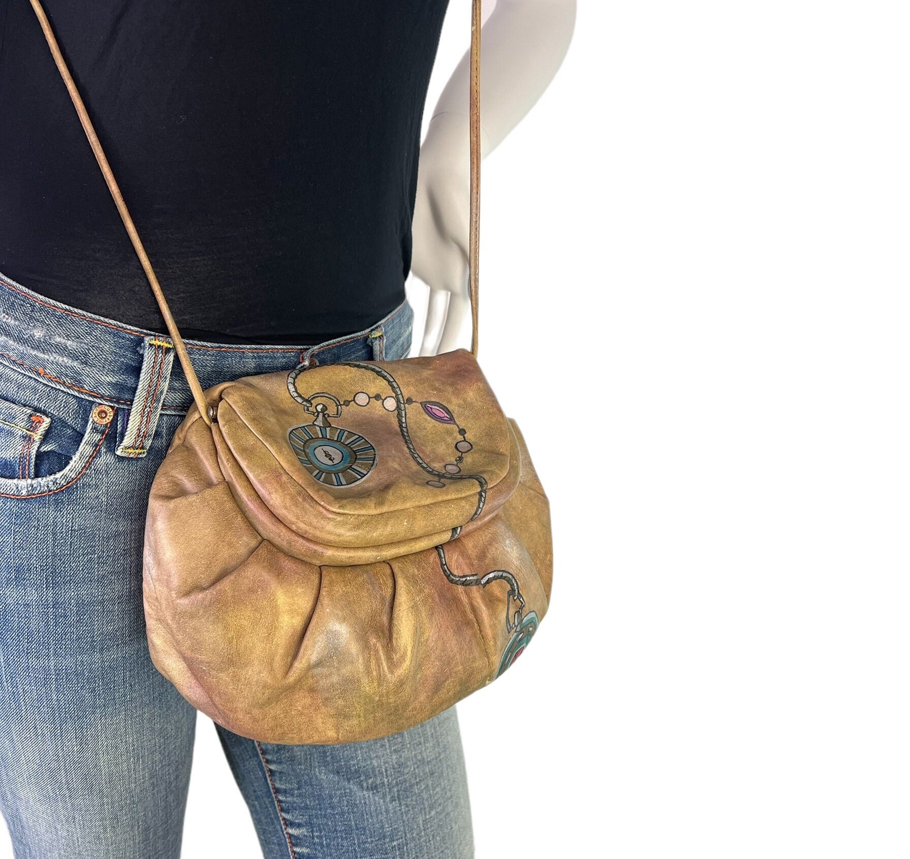 Fancy Nancy Vintage C. 1980's Leather Handpainted Hinged Pouch ...