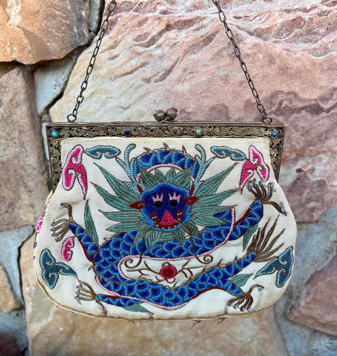 Forbidden Stitch Late 19th C. Chinese Ivory Evening Handbag W ...
