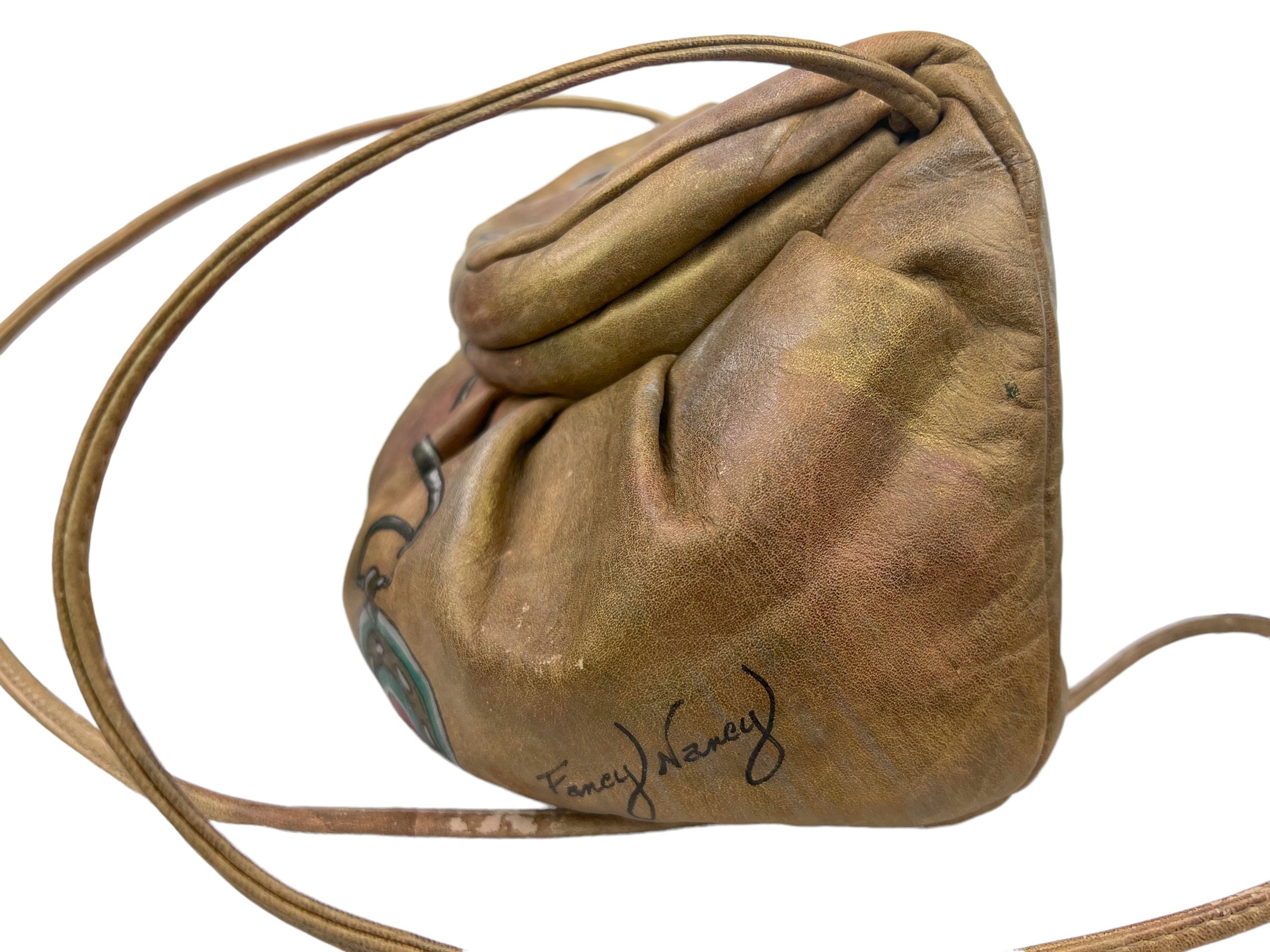 Fancy Nancy Vintage C. 1980's Leather Handpainted Hinged Pouch ...