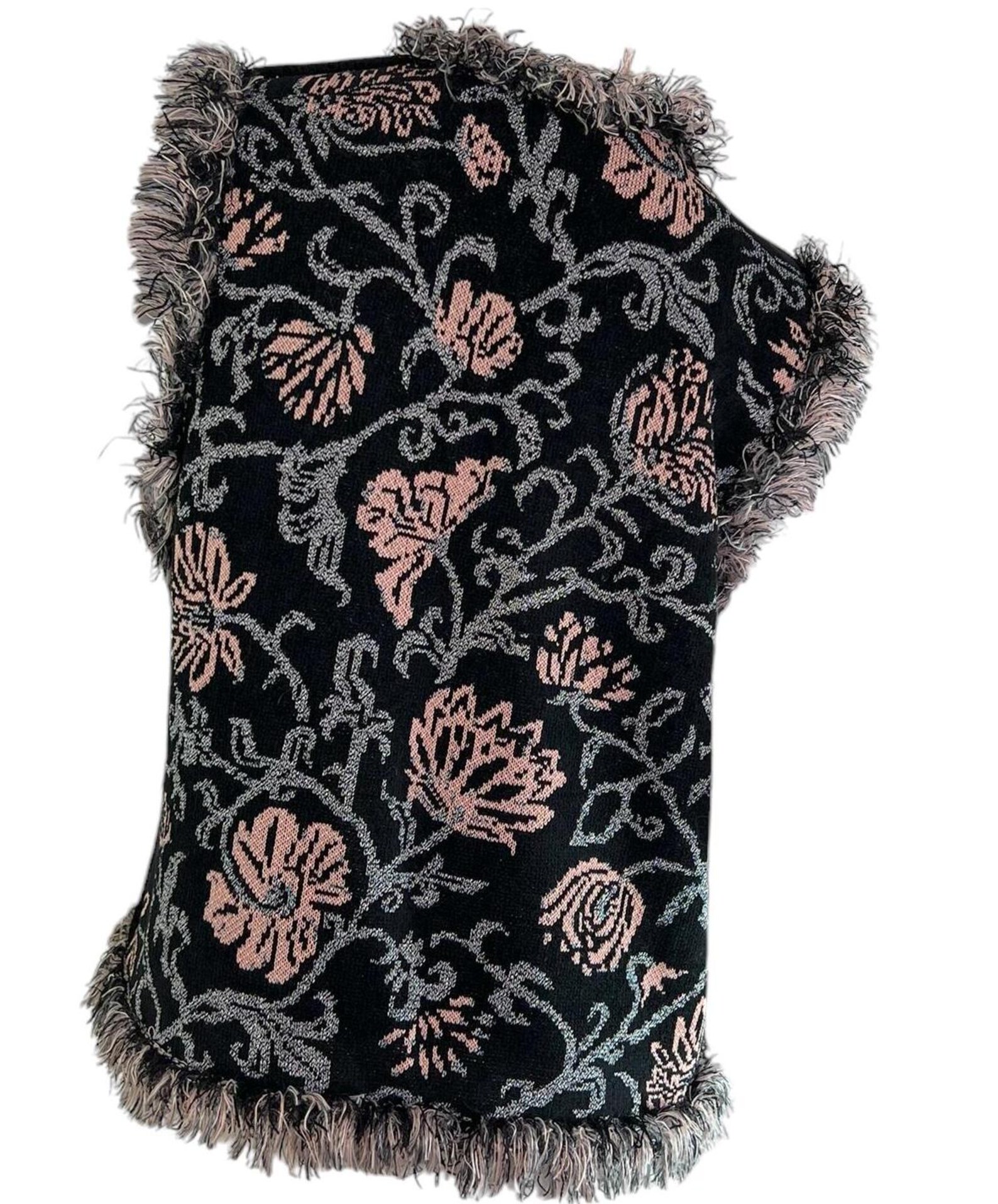 Vintage BRENDA FRENCH French Rags Hand Loomed Open Vest With Fringe M ...