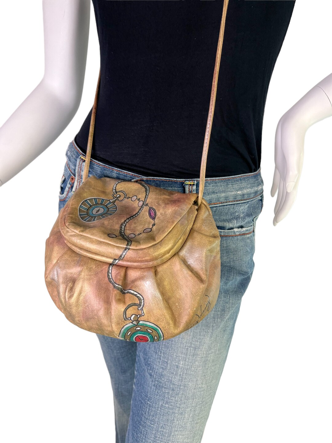 Fancy Nancy Vintage C. 1980's Leather Handpainted Hinged Pouch ...