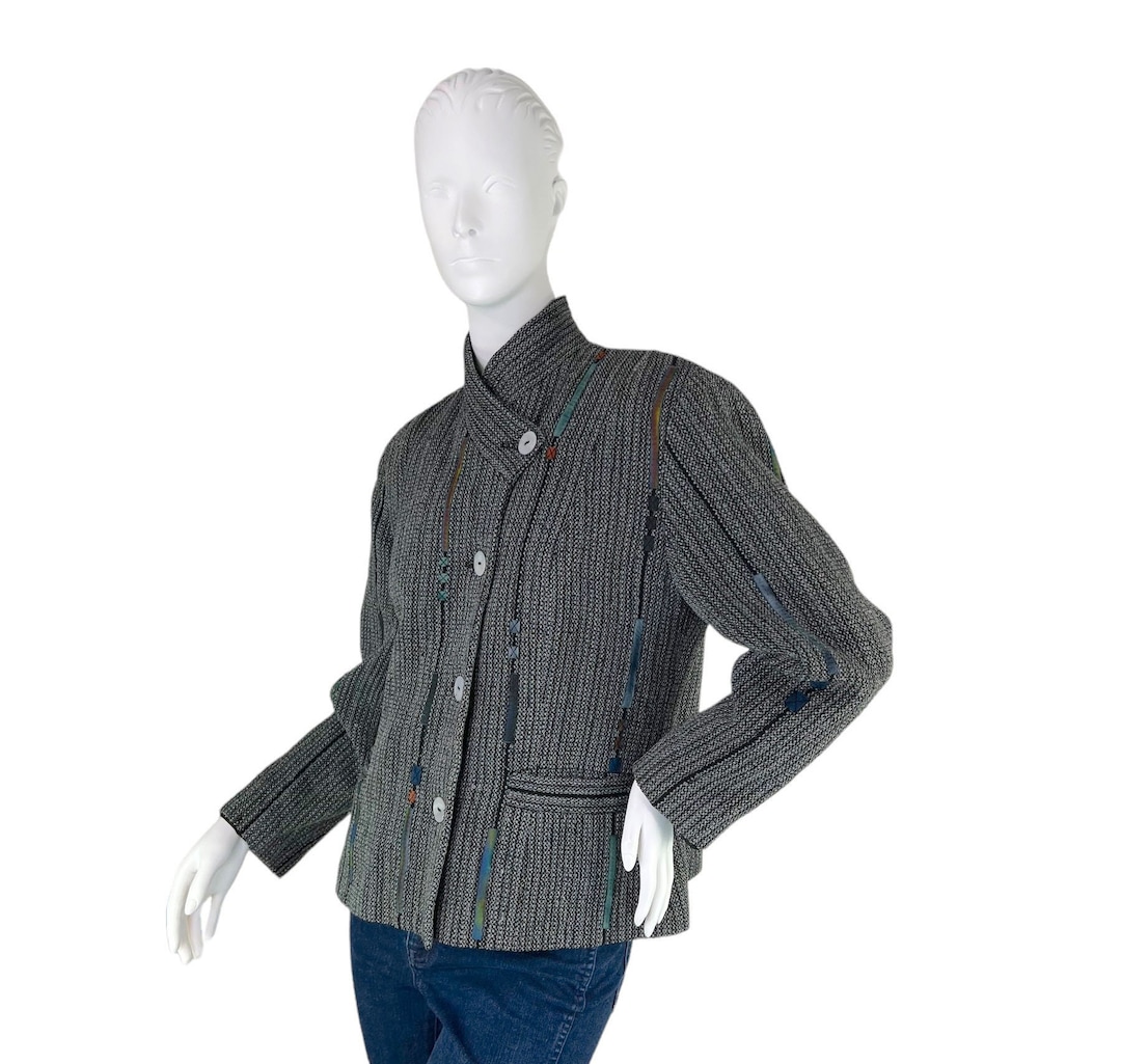 DEBORAH CROSS Textile ARTIST Unique Hand Woven Blazer Jacket S/M - Etsy