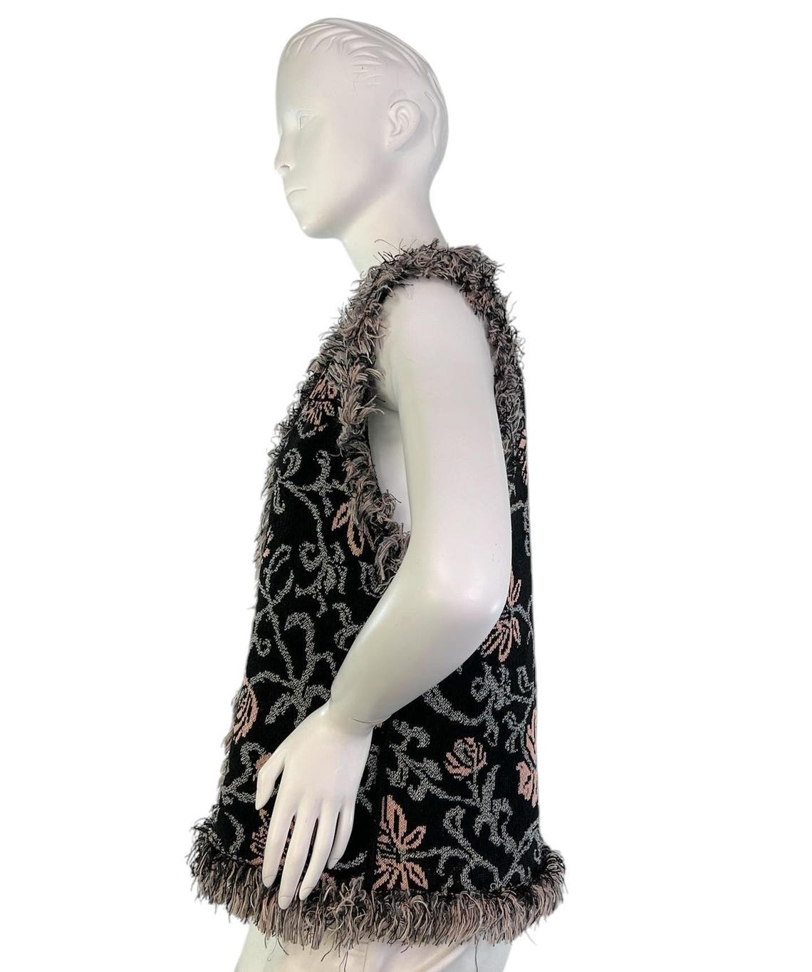 Vintage BRENDA FRENCH French Rags Hand Loomed Open Vest With Fringe M ...