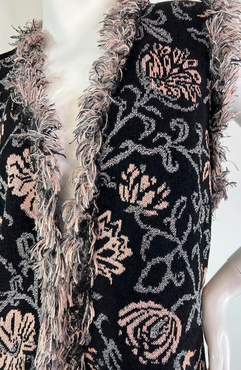Vintage BRENDA FRENCH French Rags Hand Loomed Open Vest With Fringe M ...
