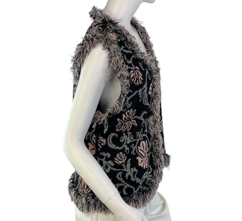 Vintage BRENDA FRENCH French Rags Hand Loomed Open Vest With Fringe M ...