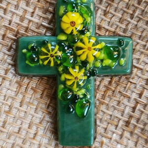 Handmade Fused Glass Pocket Cross (see Option to Turn Into Bale) - Etsy