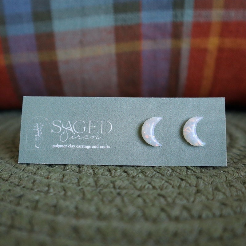 Opal Clay Moon Earrings - Etsy