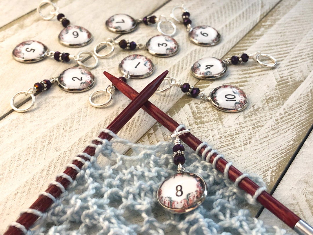 Floral Number Stitch Markers for Knitting or Crochet (set of 10 or 20 ...