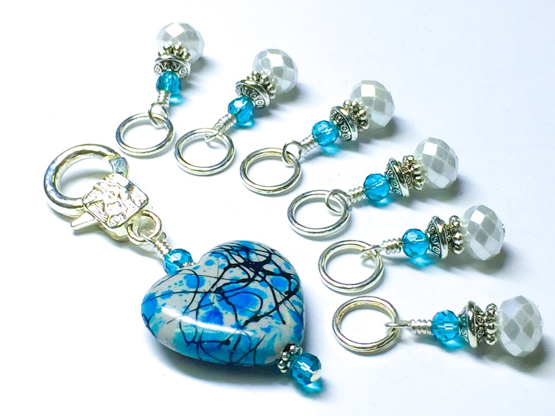Splattered Heart Stitch Marker Set for Knitting, Gift for Knitter ...