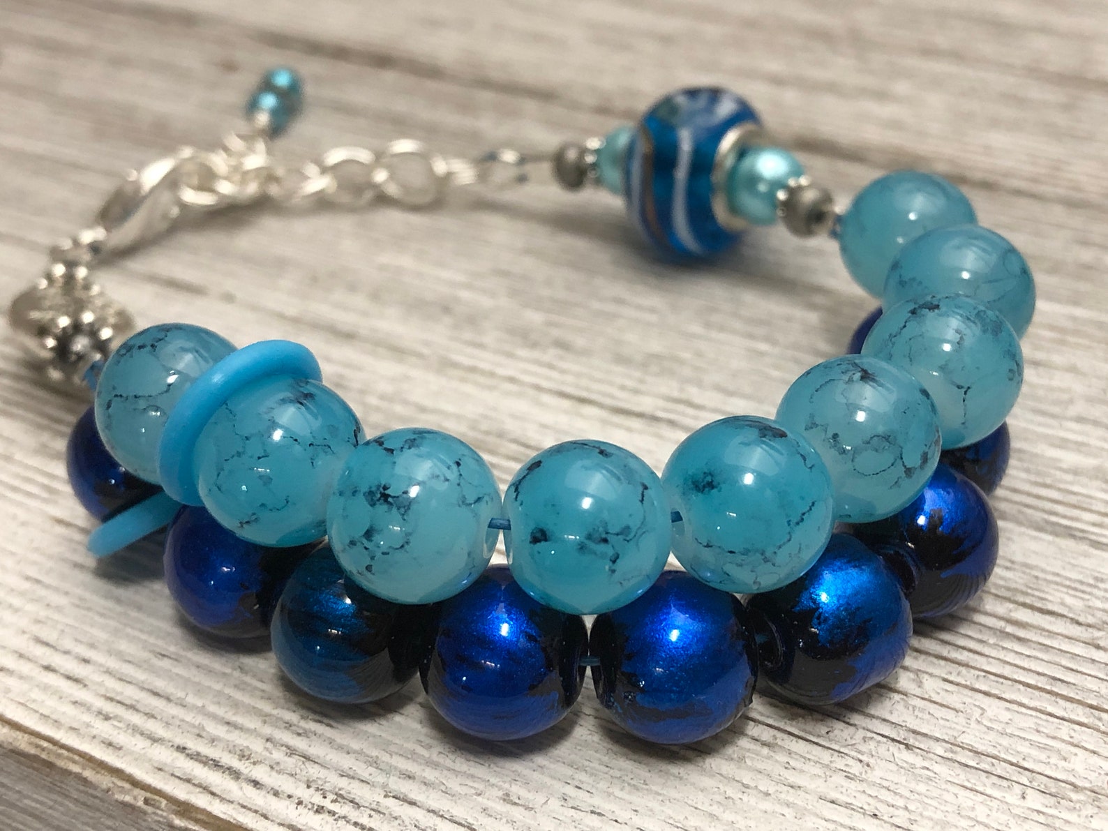 Blue Wave Abacus Counting Bracelet Row Counter for Knitting and Crochet ...