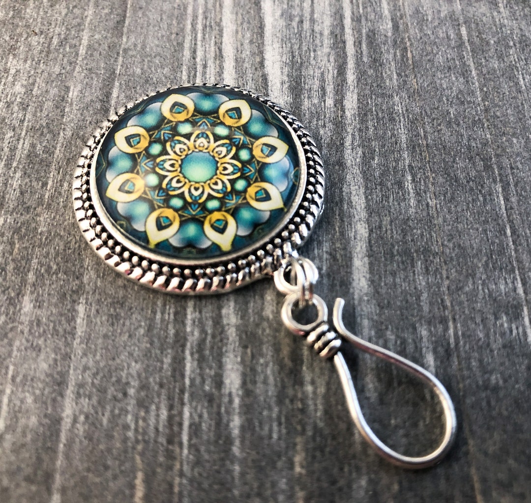 Teal Mandala Knitting Pin for Portuguese Knitting Magnetic - Etsy