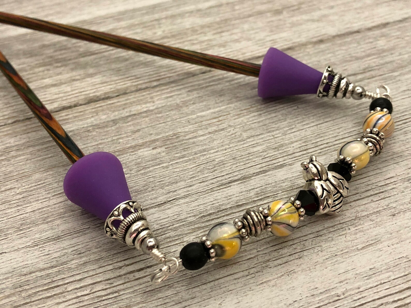 Honey Bee Knitting Needle Point Protector Beaded Needle - Etsy