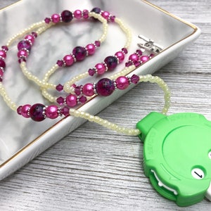 Fuschia Locking Row Counter Necklace, Wearable Stitch Counter, Gift for ...
