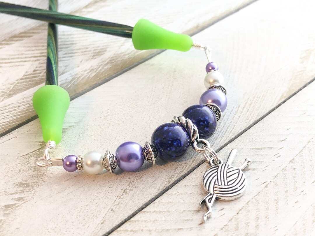 Beaded Knitting Needle Point Protector With Yarn Charm - Etsy