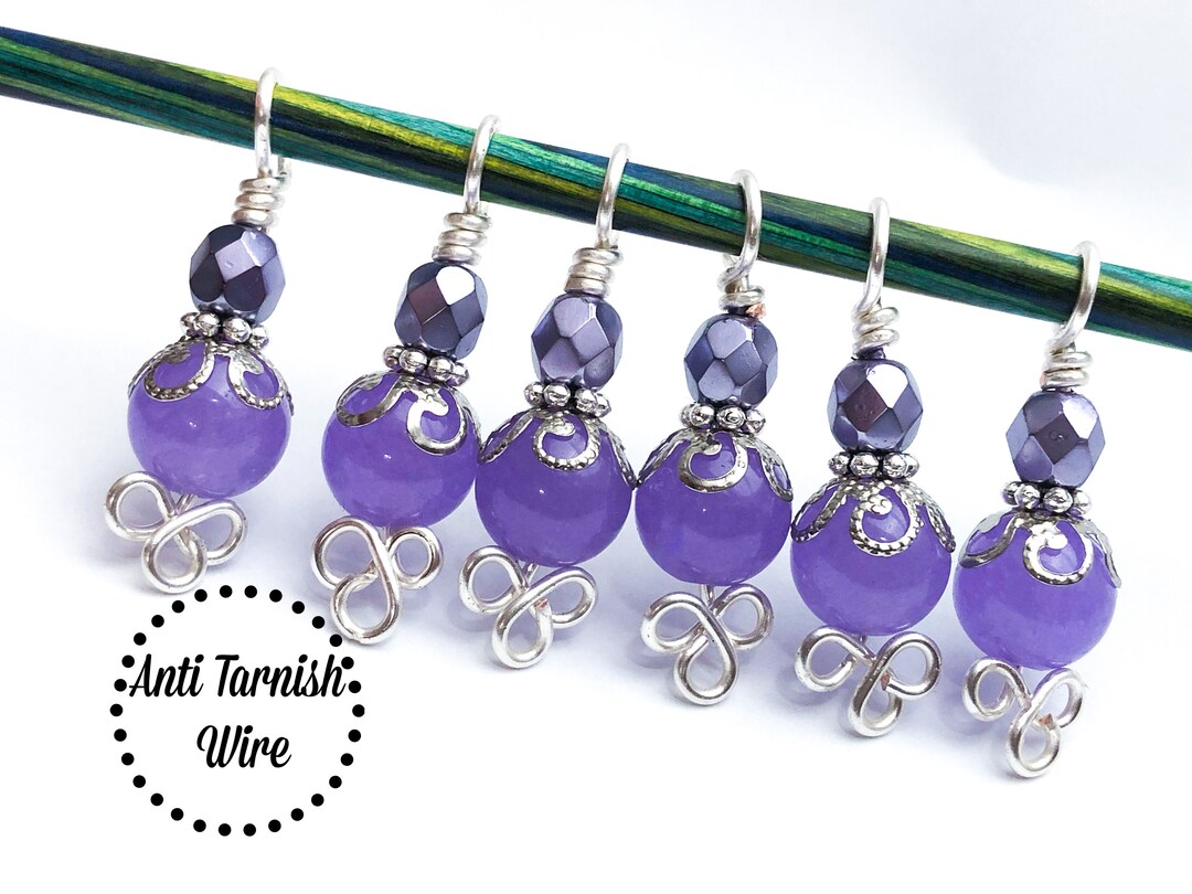 Periwinkle Knitting Stitch Markers With Hand Twisted Wire. Gift for ...