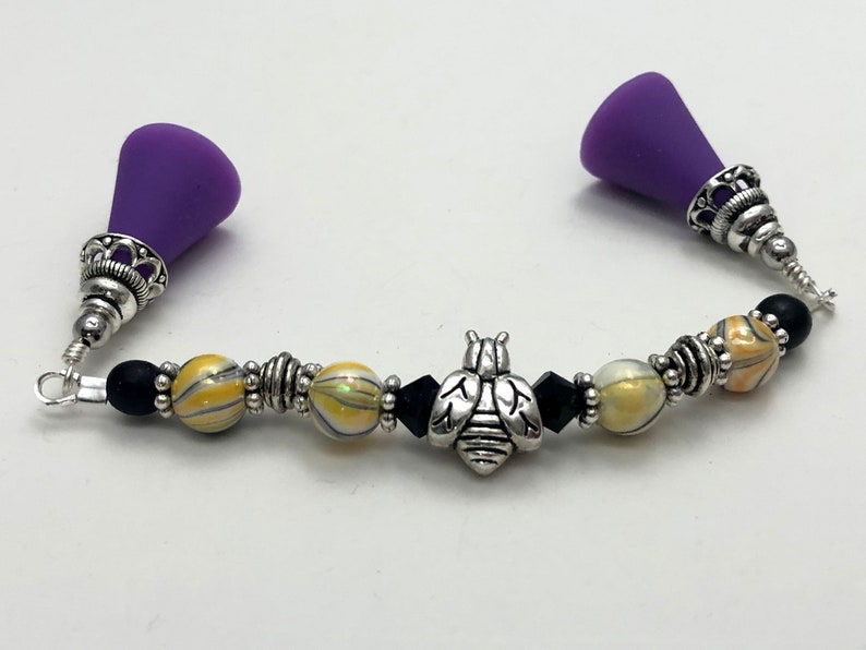 Honey Bee Knitting Needle Point Protector Beaded Stitch | Etsy