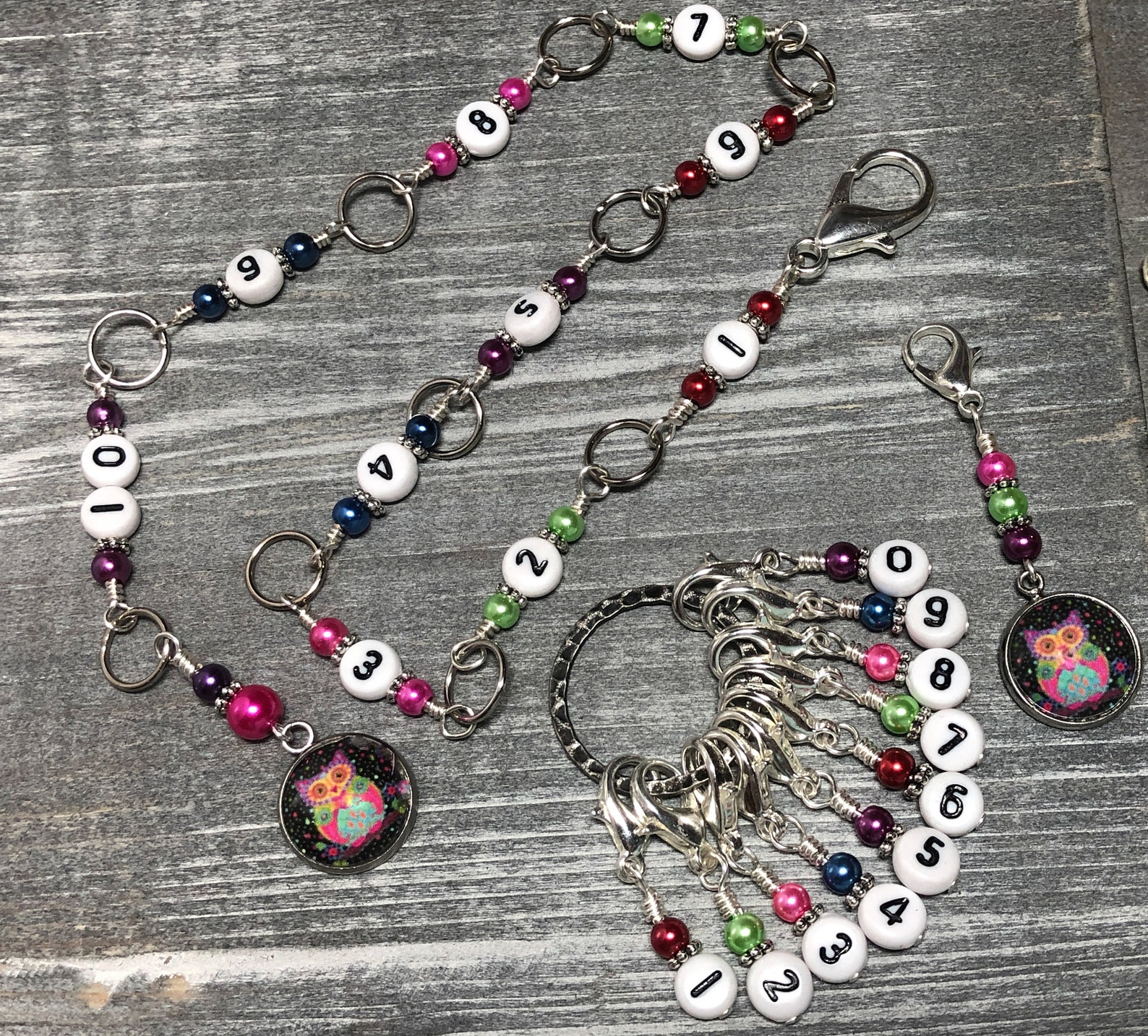 Rainbow Owl Chain Counter for Knitting Row Counter Counts 0 | Etsy