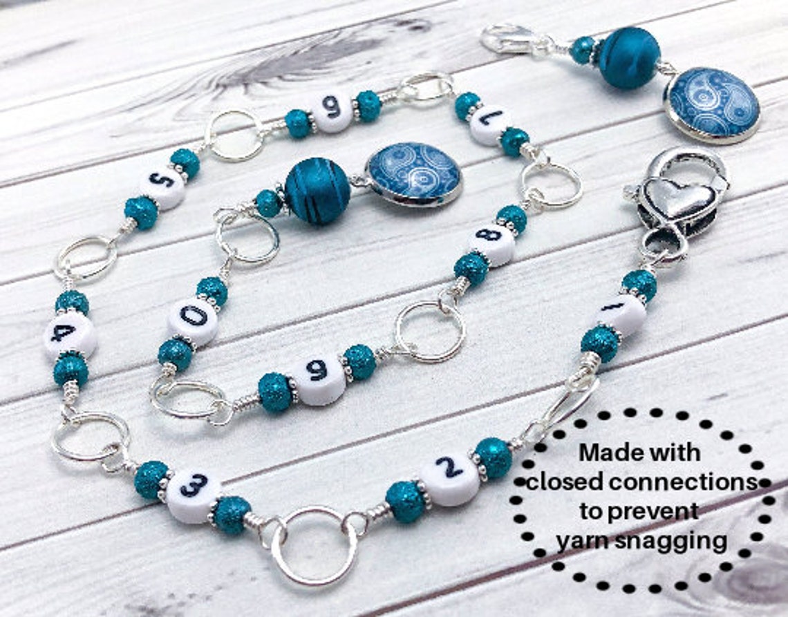 Teal Paisley Knitting Row Counter Chain Counts 0 to 99 | Etsy