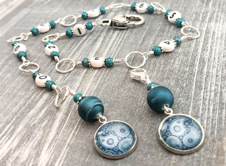 Teal Paisley Knitting Row Counter Chain Counts 0 to 99 | Etsy