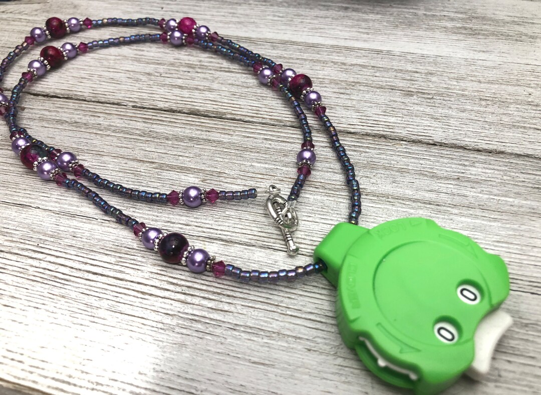 Purple Beaded Locking Row Counter Necklace for Knitters, Stitch Counter ...