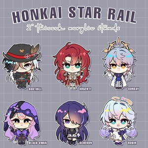 Honkai Star Rail Thicck Acrylic Stands: Acheron, Argenti, Robin, Sunday ...