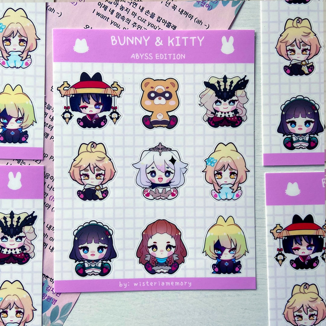 Genshin Impact Stickers Bunny & Kitty: Abyss Sticker Sheets Scaramouche ...