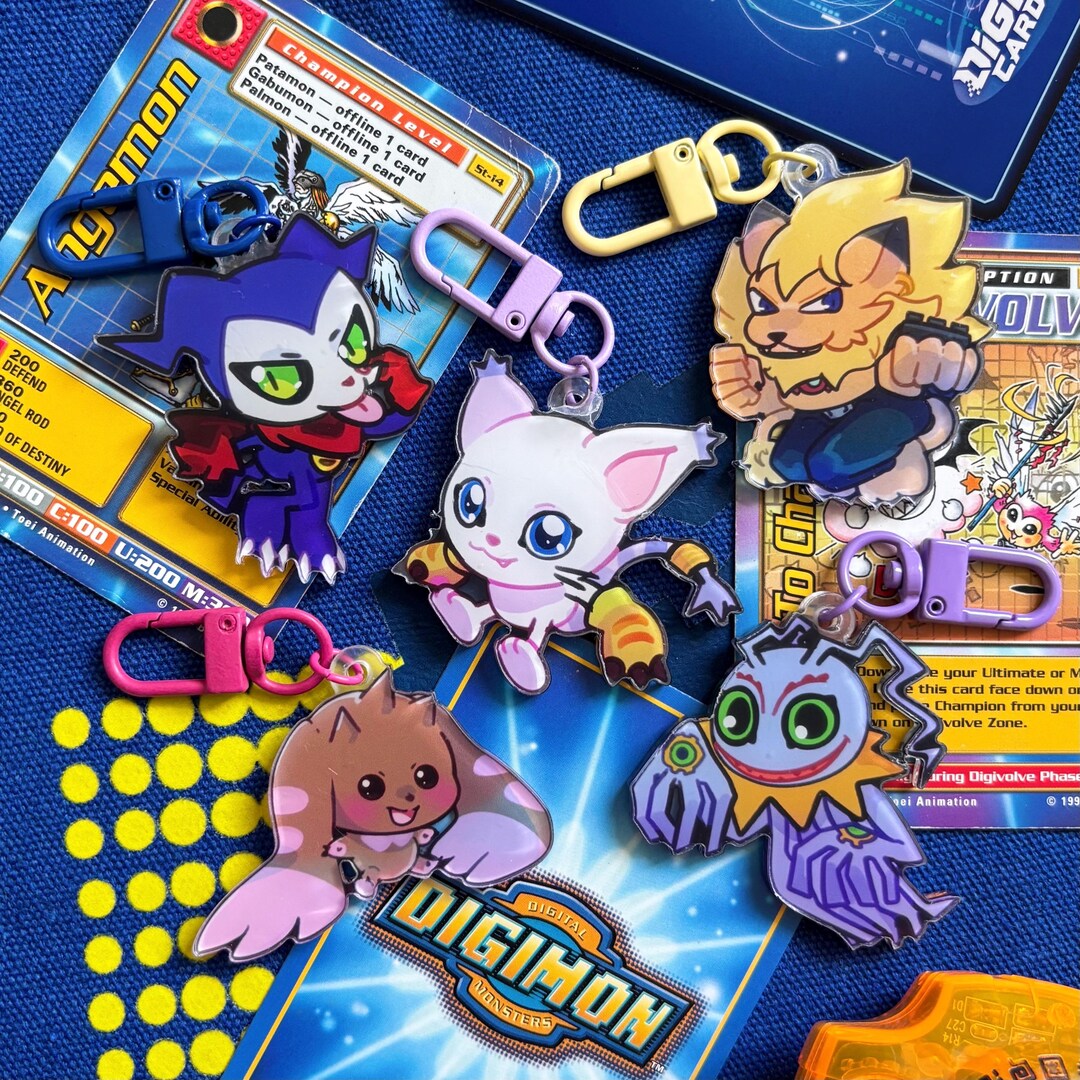 Digimon Keychain - Impmon Gatomon Leomon Lopmon Keramon Borderless ...