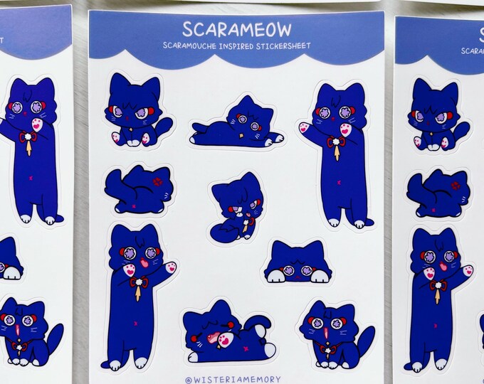 Scarameow Stickers - Scaramouche Cat Stickersheet Genshin Impact ...