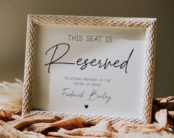 Father of the Bride Memorial Sign for Wedding, Reserved Wedding Sign ...
