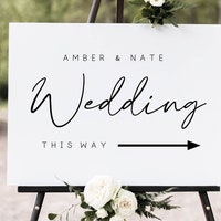 Modern Wedding Direction Sign Template: Minimalist Arrow (digital ...