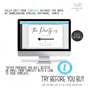 This Way Sign Template, Printable Direction Sign, Modern Party ...