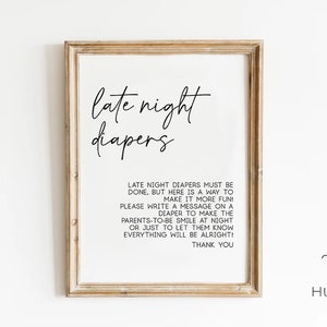 Late Night Diapers Game Sign,minimalist Late Night Diapers Sign, Modern ...