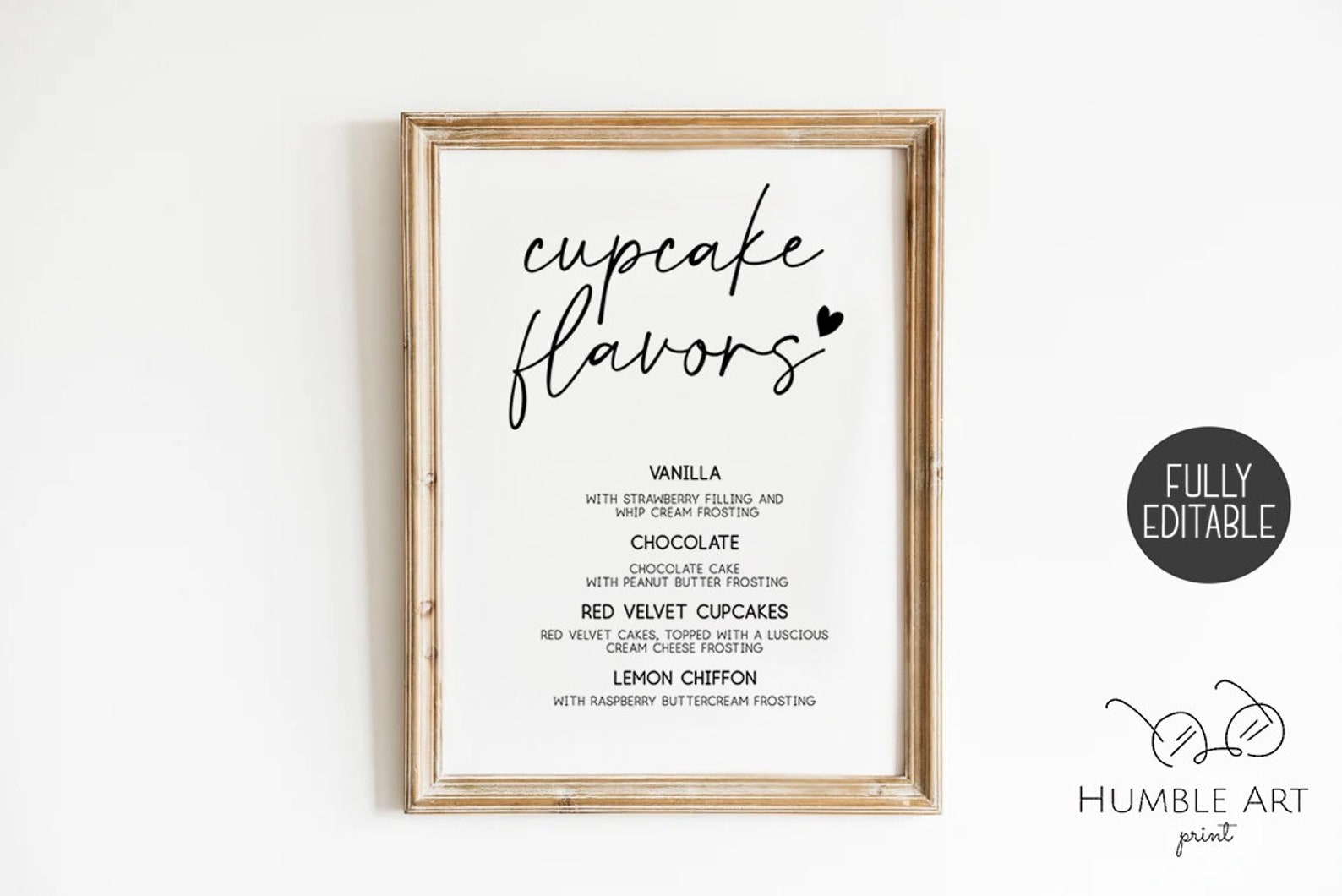 Editable Wedding Cupcake Sign Template Cupcake Flavors Menu - Etsy