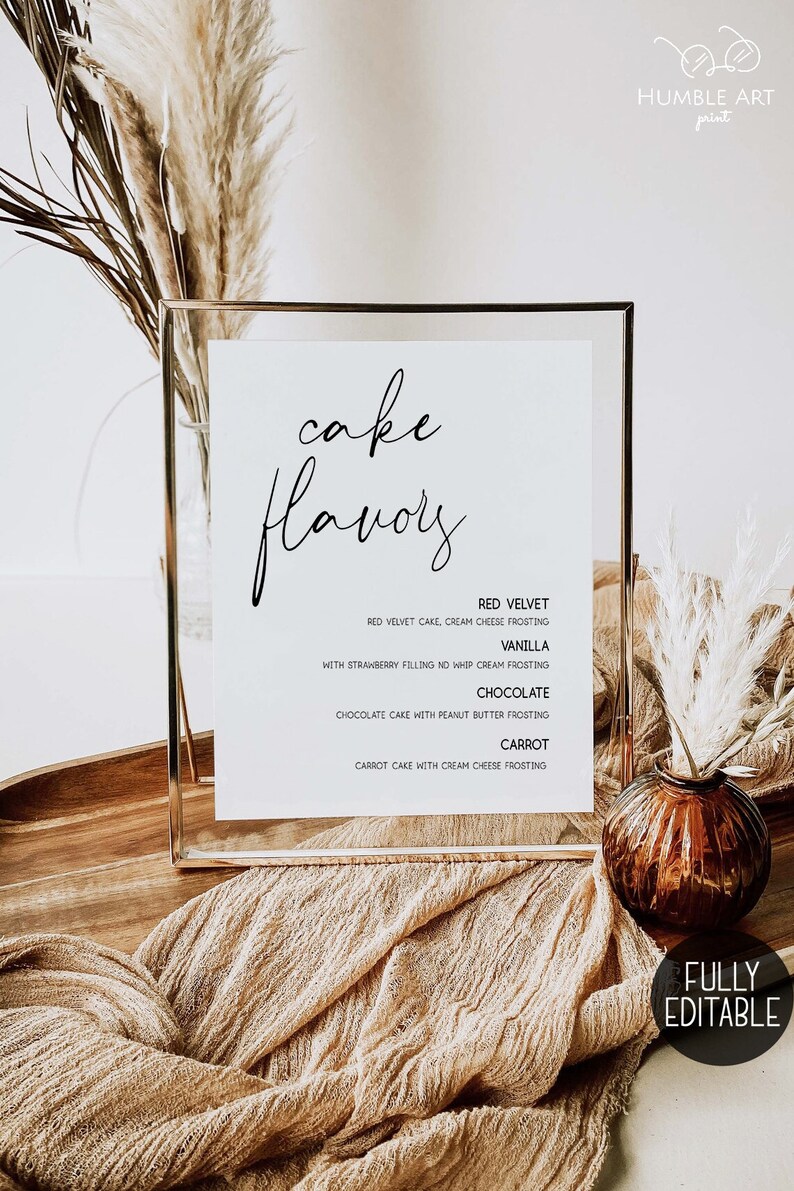 Cake Flavors Sign, Cupcake Menu Sign, Printable Dessert Bar Sign ...