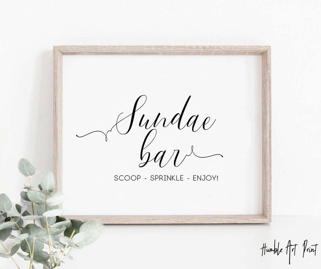 Sundae Bar Sign,ice Cream Bar Sign,dessert Table Sign,dessert Bar Sign ...