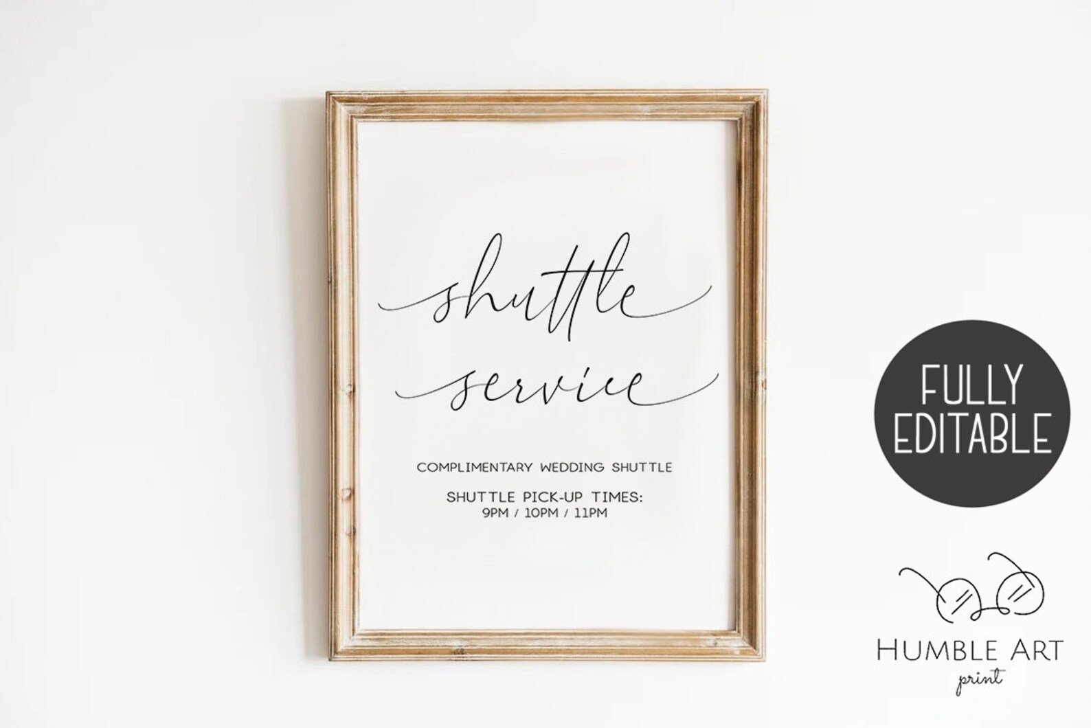 Shuttle Service Printable, Minimalist Table Sign, Wedding ...