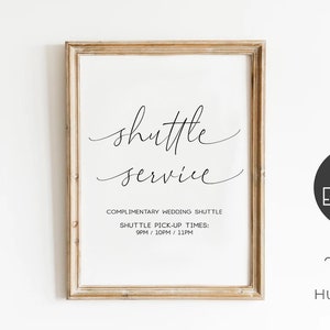 Shuttle Service Printable, Minimalist Table Sign, Wedding ...