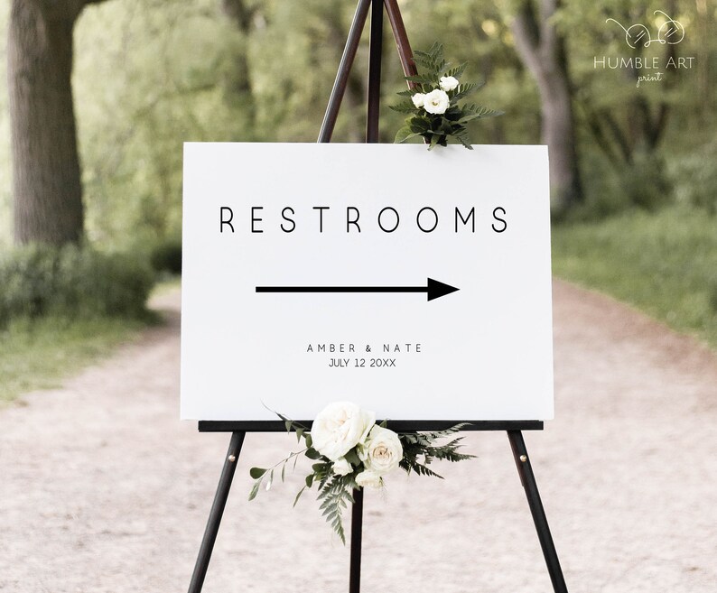 Wedding Restrooms Printable Minimalist Wedding Direction Sign - Etsy